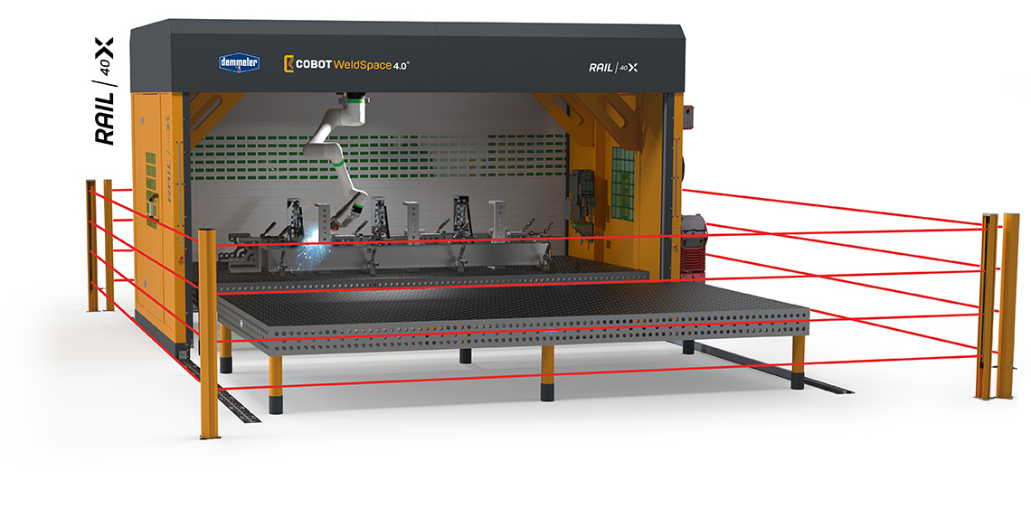 Cobot Weldspace 4 0® House 40 20 Rail 40 X Demmeler Maschinenbau